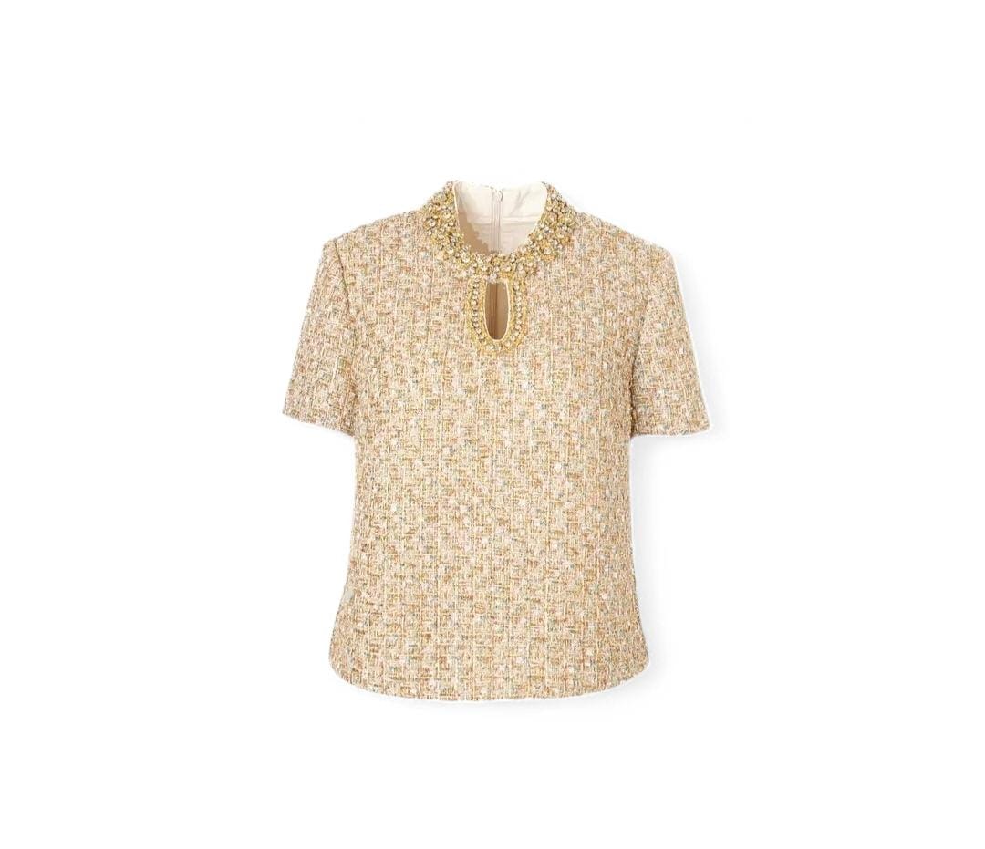 Handmade Tweed Boucle Gold Tinsel Top With Sparkle Details - Etsy