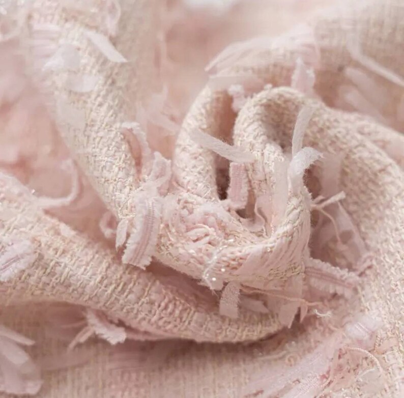 Handmade Tweed Boucle Pink Jacket With Tassel & Floral Embroidery ...