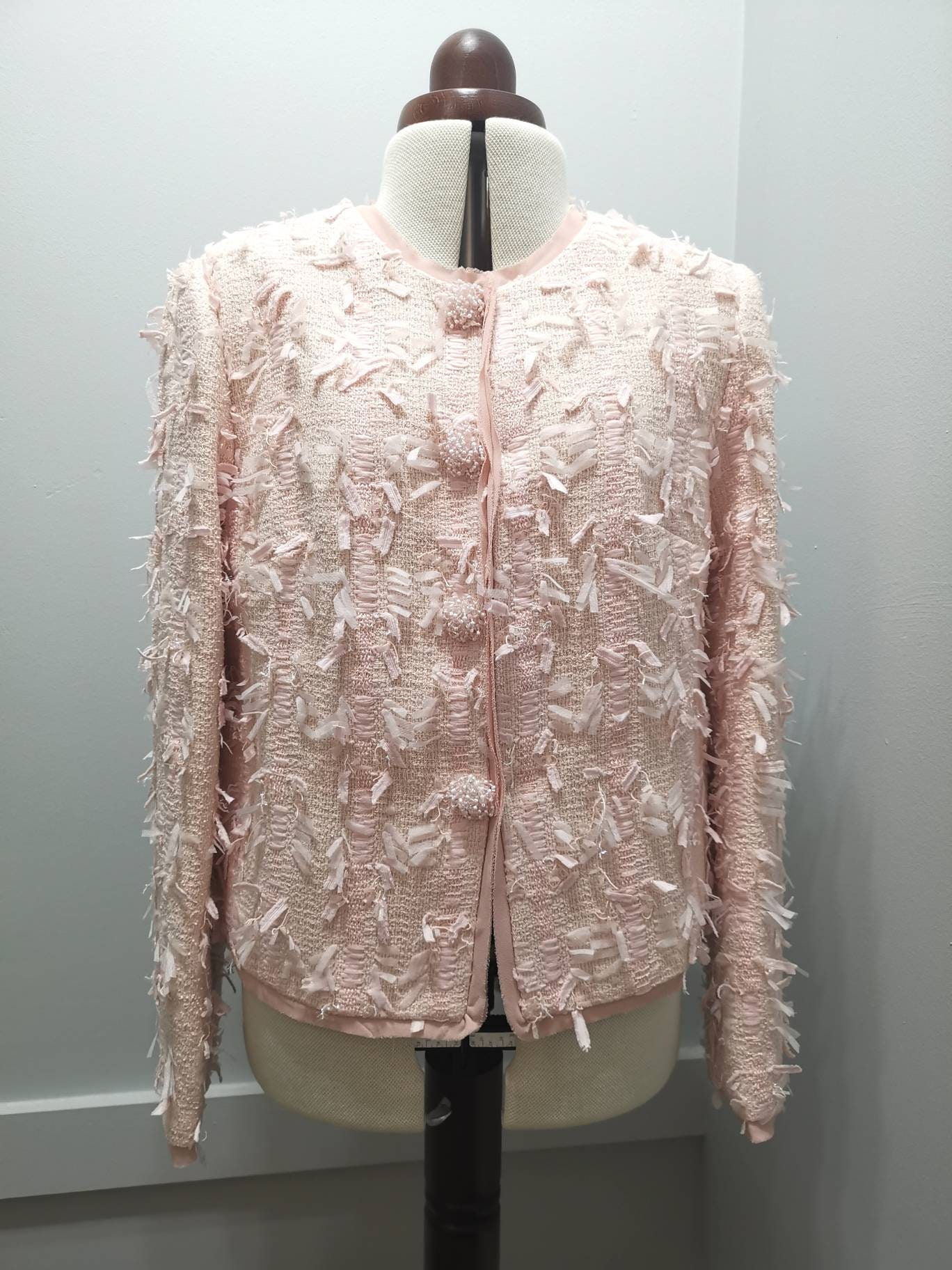 Handmade Tweed Boucle Pink Jacket With Tassel & Floral Embroidery ...