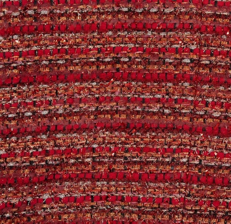 Handmade Tweed Boucle Ruby Red Jacket With Gem Button - Etsy