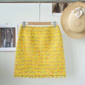 Classic French Style Tweed Yellow Jacket Uk Size 12 - Etsy