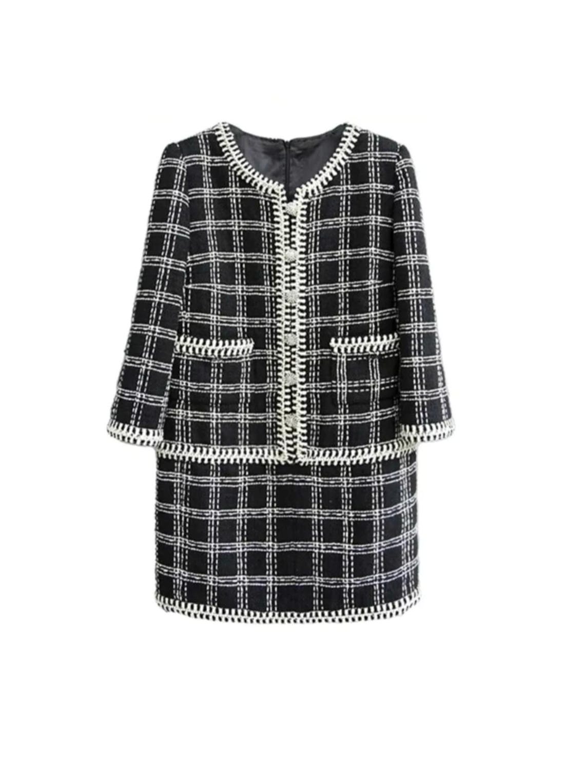 Handmade Tweed Boucle Check Pattern Dress With Diamond Trim - Etsy
