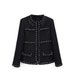 Handmade Tweed Boucle Heavy Embroidery Black Wool Jacket Floral Pattern ...