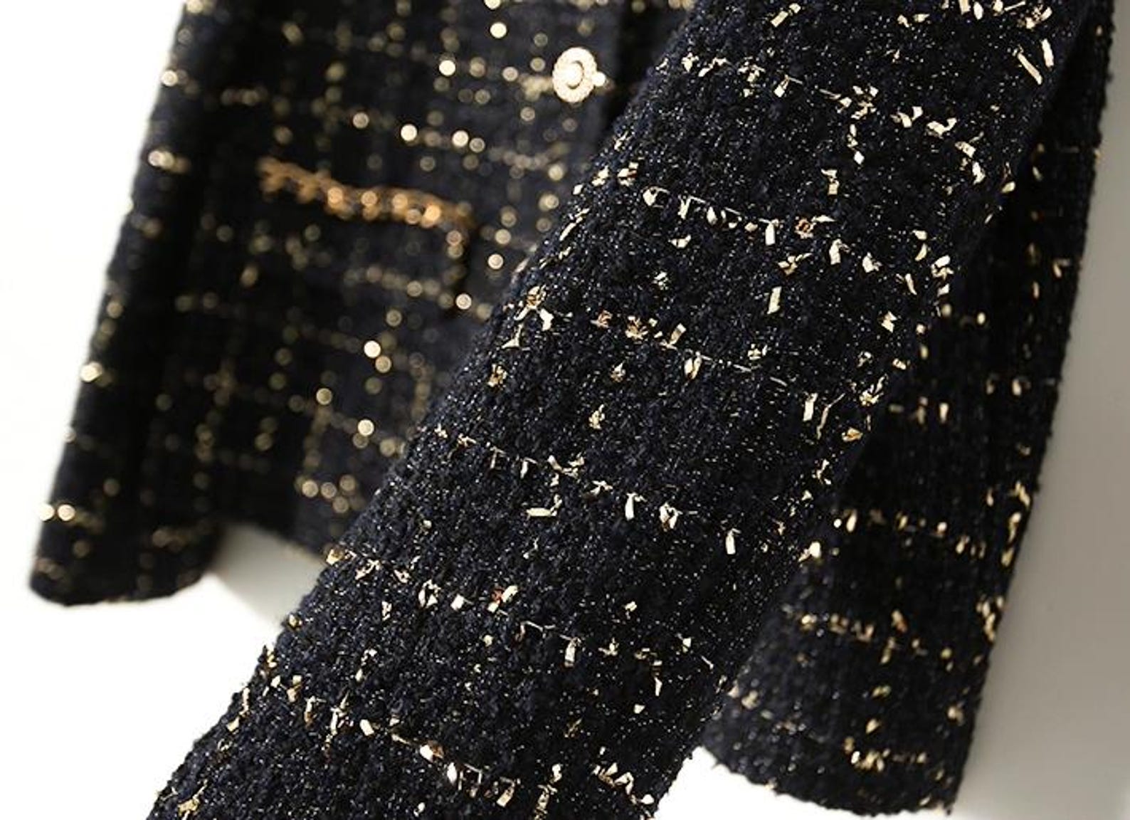 Handmade Tweed Boucle French Plaid Jacket With Gold Chain - Etsy