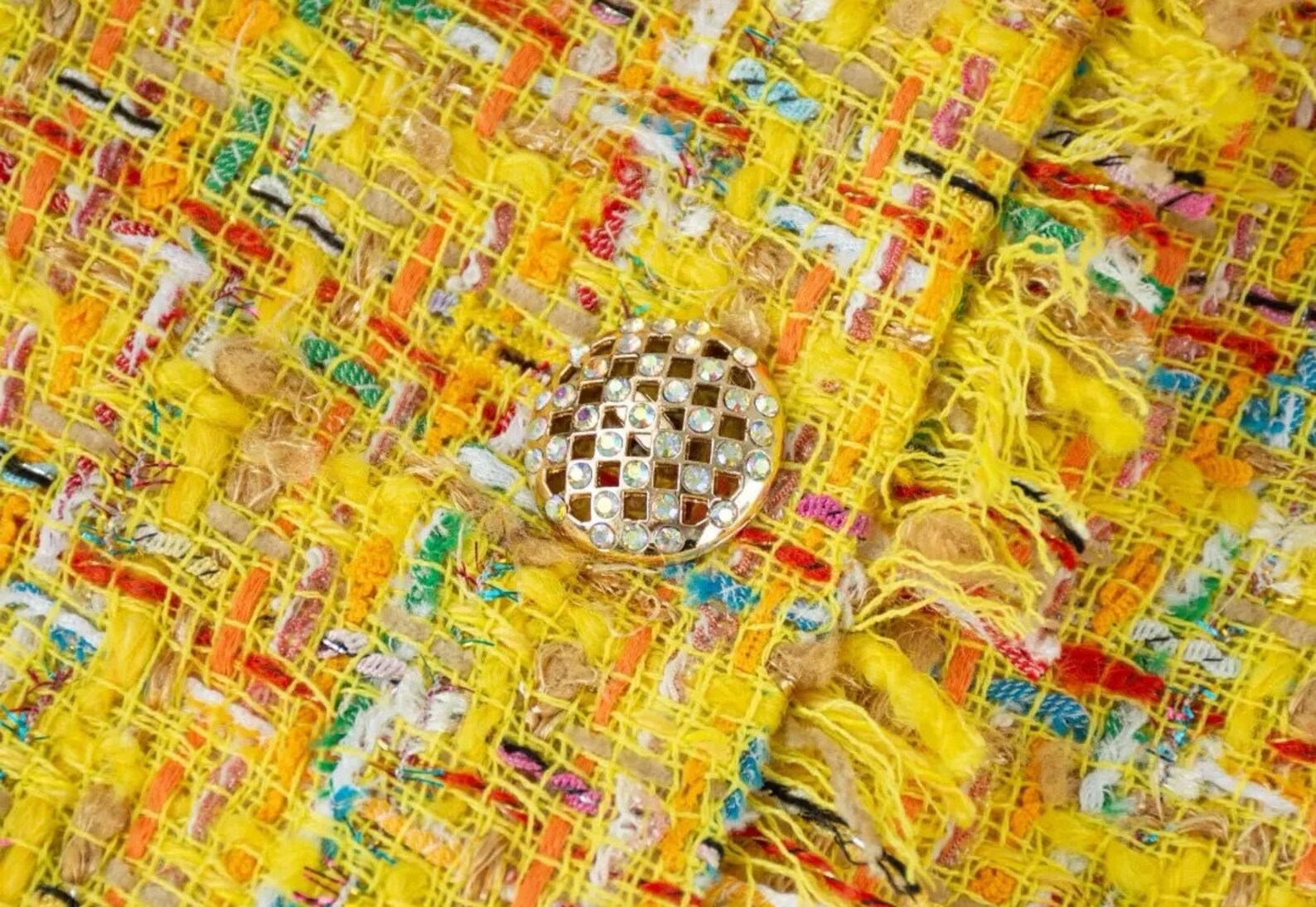 Classic French Style Tweed Yellow Jacket Uk Size 12 - Etsy