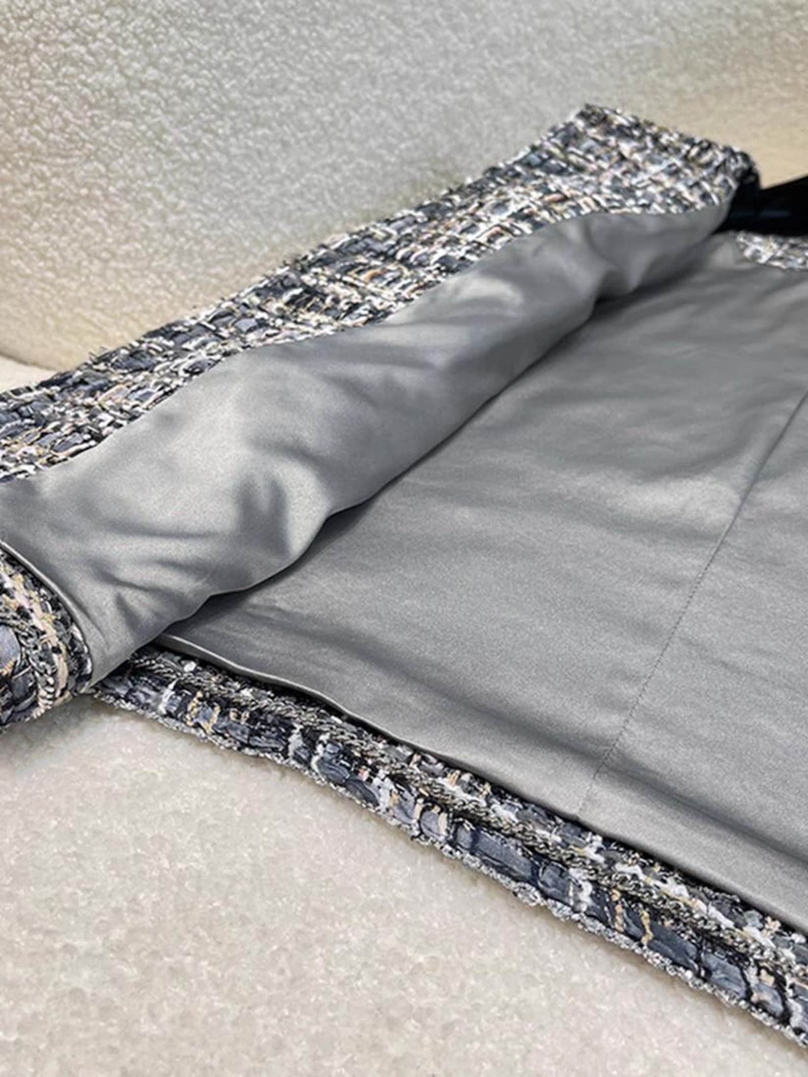 Handmade Tweed Boucle Multi Grey Jacket With Resin Button Silver Trim ...