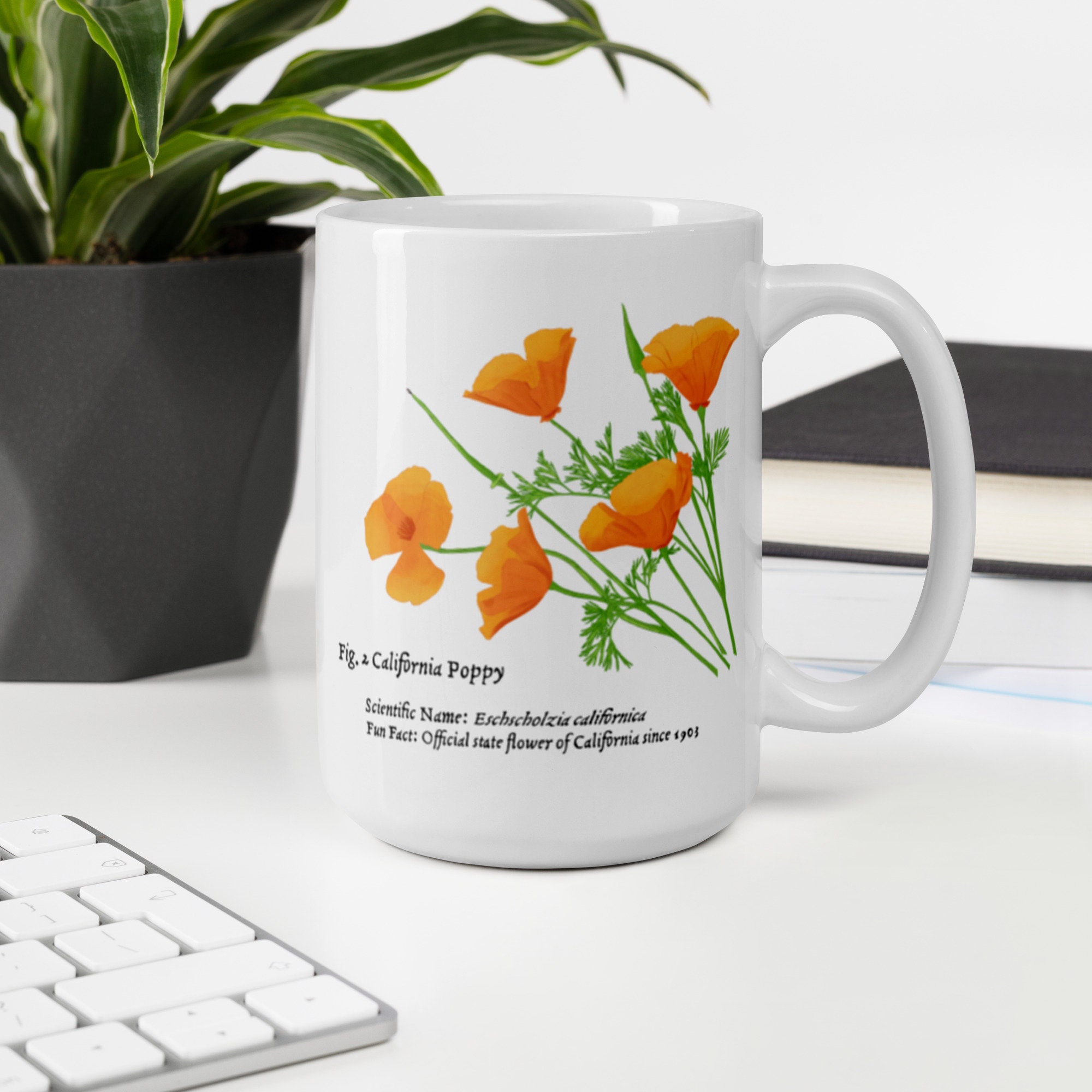 Double Sided California Poppy Design White Glossy Mug - Etsy
