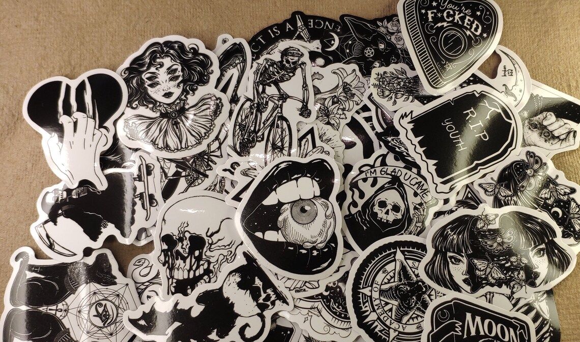 50pcs Black and White Sticker Pack for Macbook,laptop,notebook ...