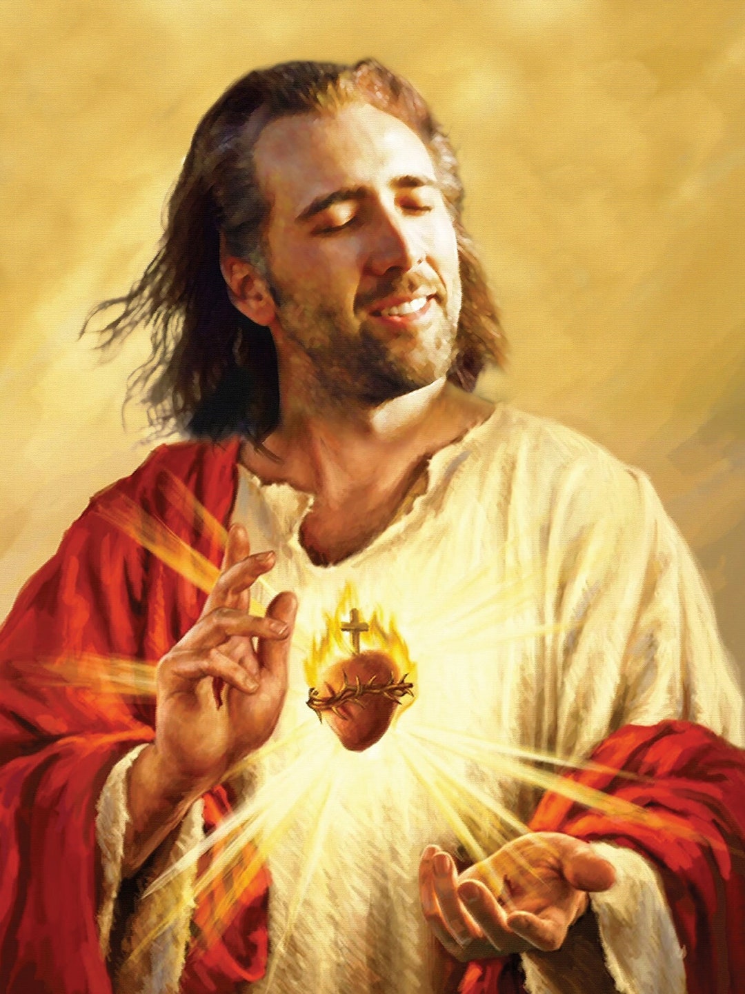 Nicholas Cage Jeesus Sacred Heart Framed Poster Art Print - Etsy