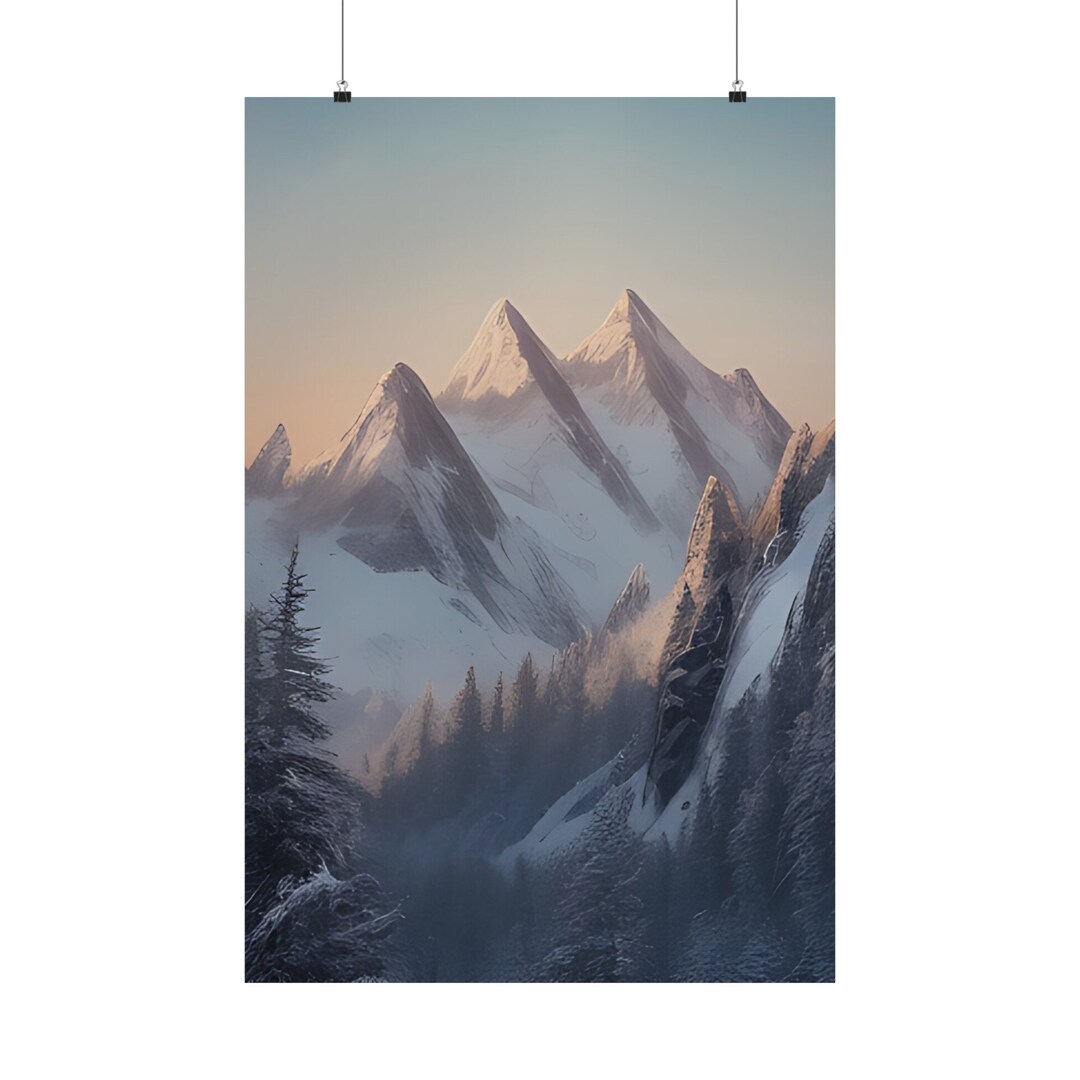 Utah Mountains Painting matte Poster - Etsy