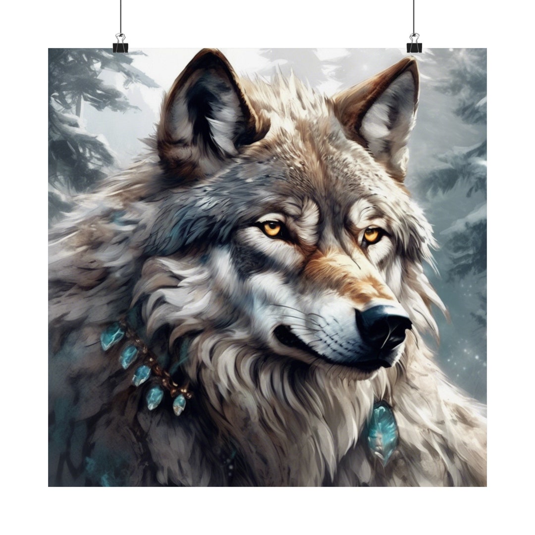 Beautiful Wolf Painting matte Poster - Etsy