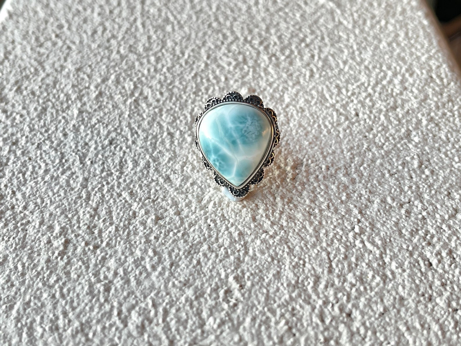 Larimar Ring/vintage Ring, Dolphin Stone Ring, Sterling Silver Stamped ...