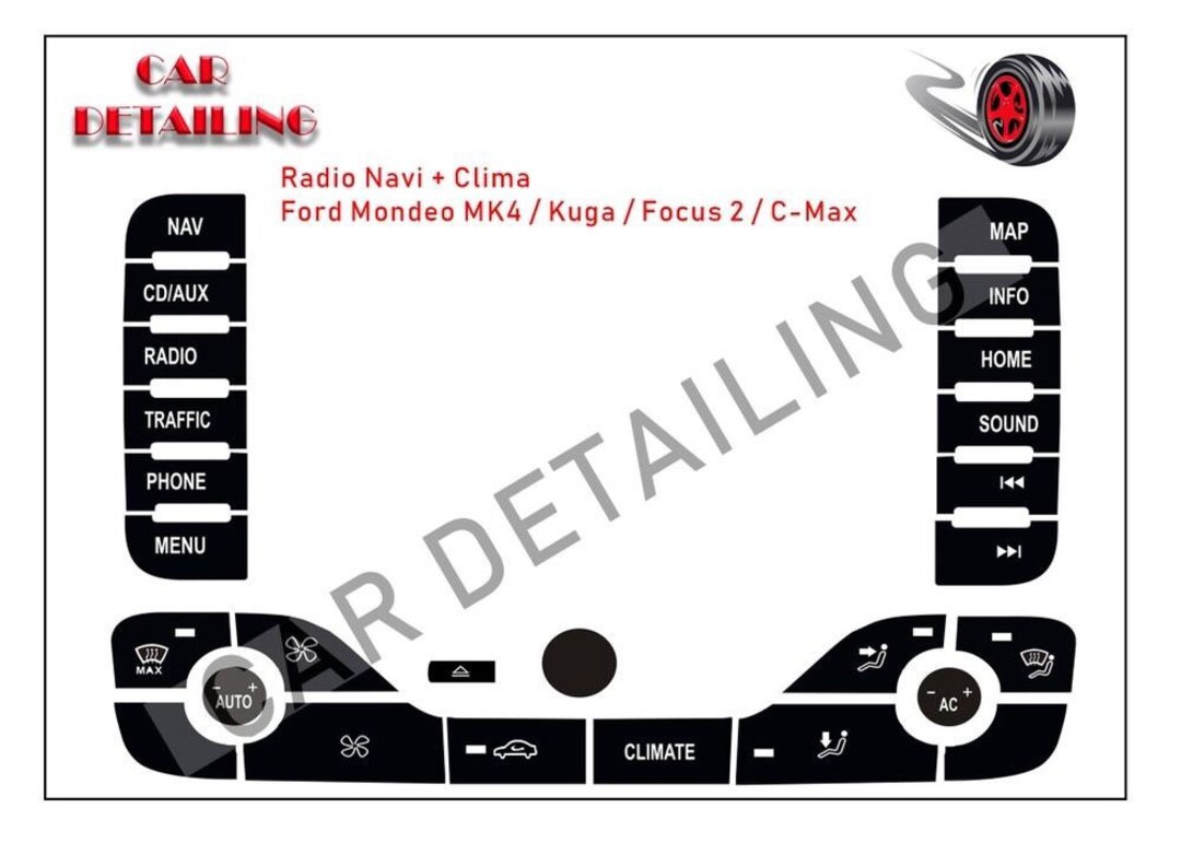 Ford Blaupunkt NX Navi Climate Button Repair Set of Stickers Double ...