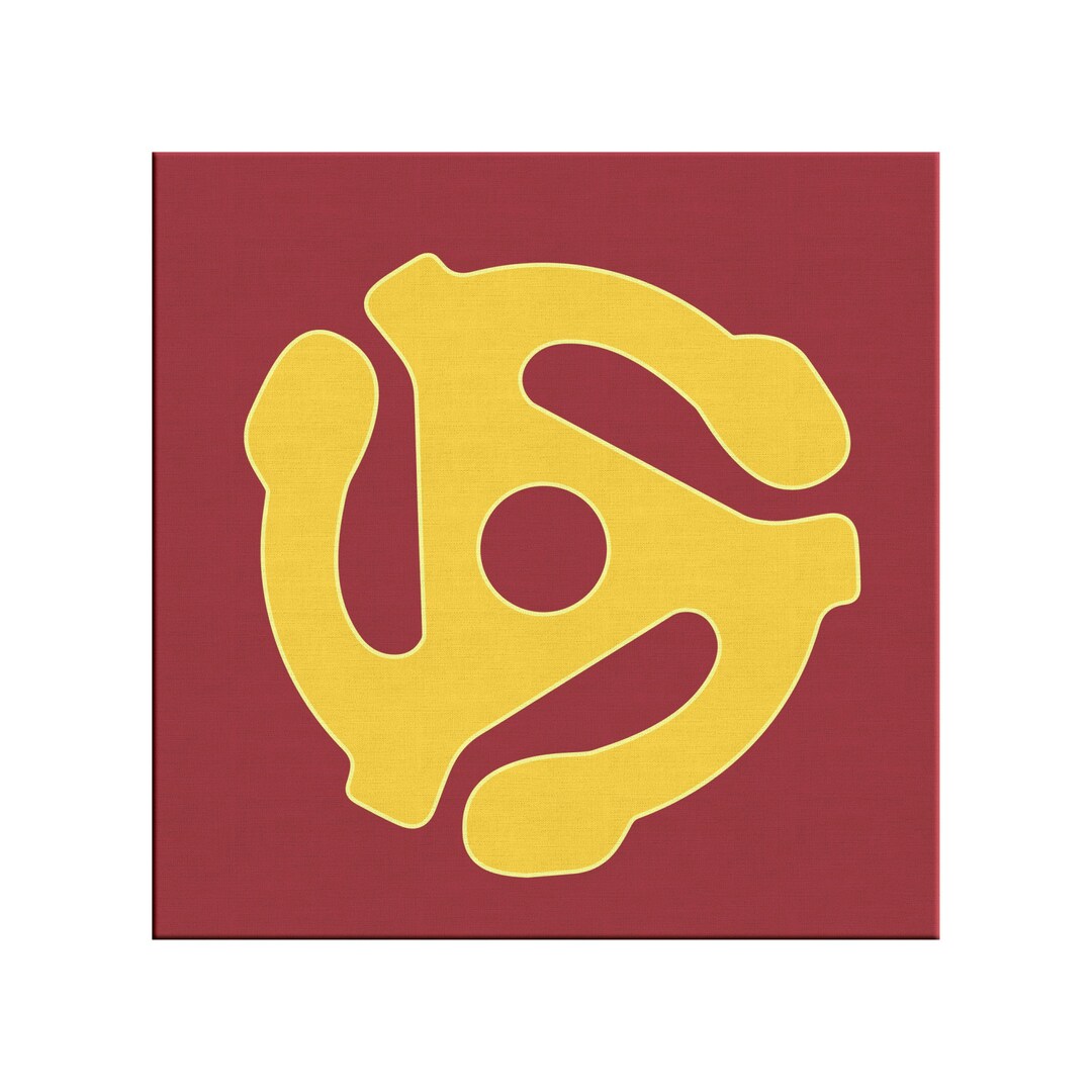 Retro 45 Record Adapter on Red Square Canvas Wrap Music Gifts Music ...