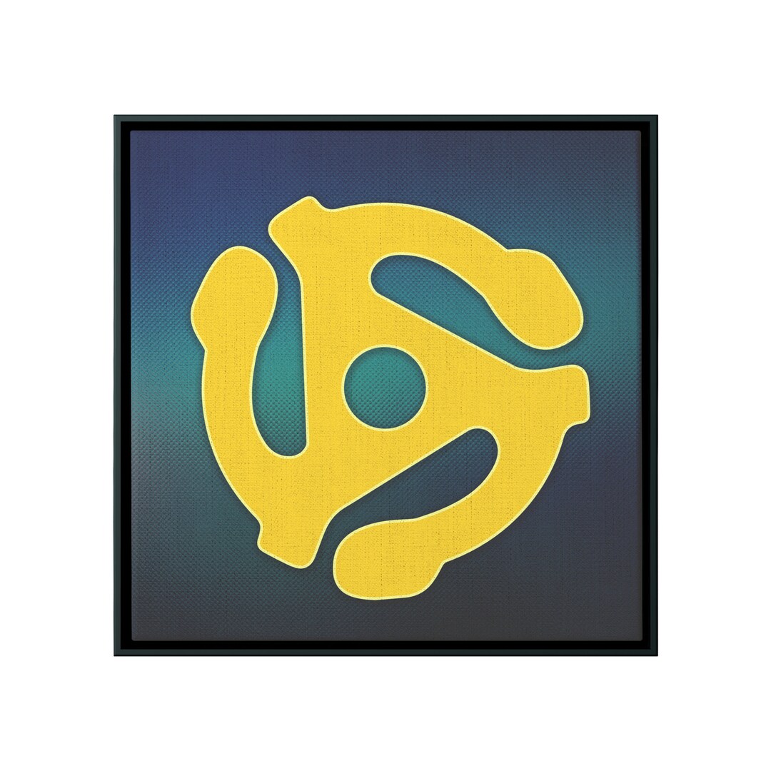 Retro 45 Record Adapter on Blue Framed Square Canvas Music Gifts Music ...