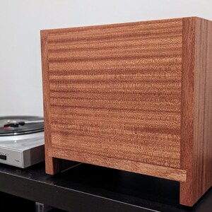 Tabletop Vinyl Record Storage Cabinet Simplistic Sapele Album Case ...
