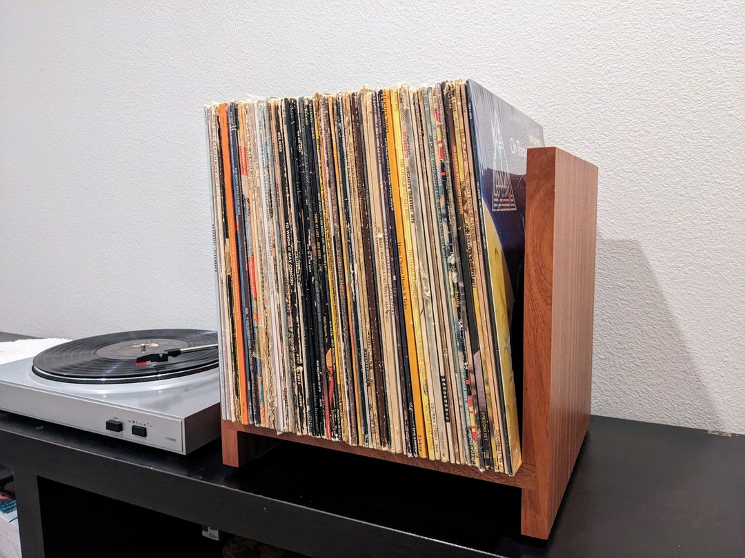 Tabletop Vinyl Record Storage Cabinet Simplistic Sapele Album Case ...