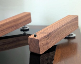 Wood Laptop Stand in Walnut & Natural Bamboo Finish, 11-inch Wide ...