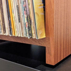 Tabletop Vinyl Record Storage Cabinet Simplistic Sapele Album Case ...