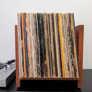 Tabletop Vinyl Record Storage Cabinet Simplistic Sapele Album Case ...