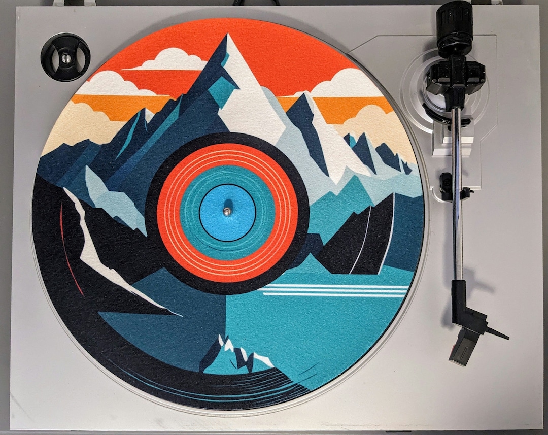 12" Mountain Scene Record Player Felt or Cork Slipmat:1/8" Thick DJ ...