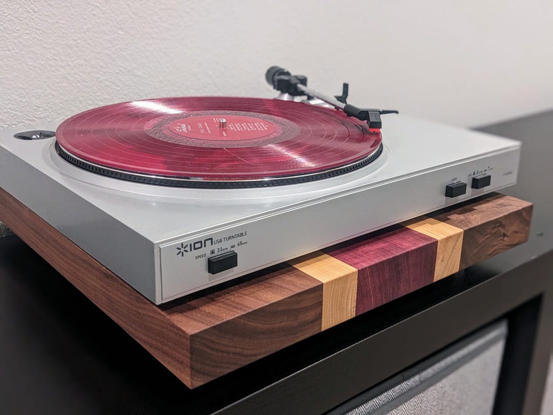Record Player Riser/purpleheart, Walnut, & Elm Turntable Anti-vibration ...