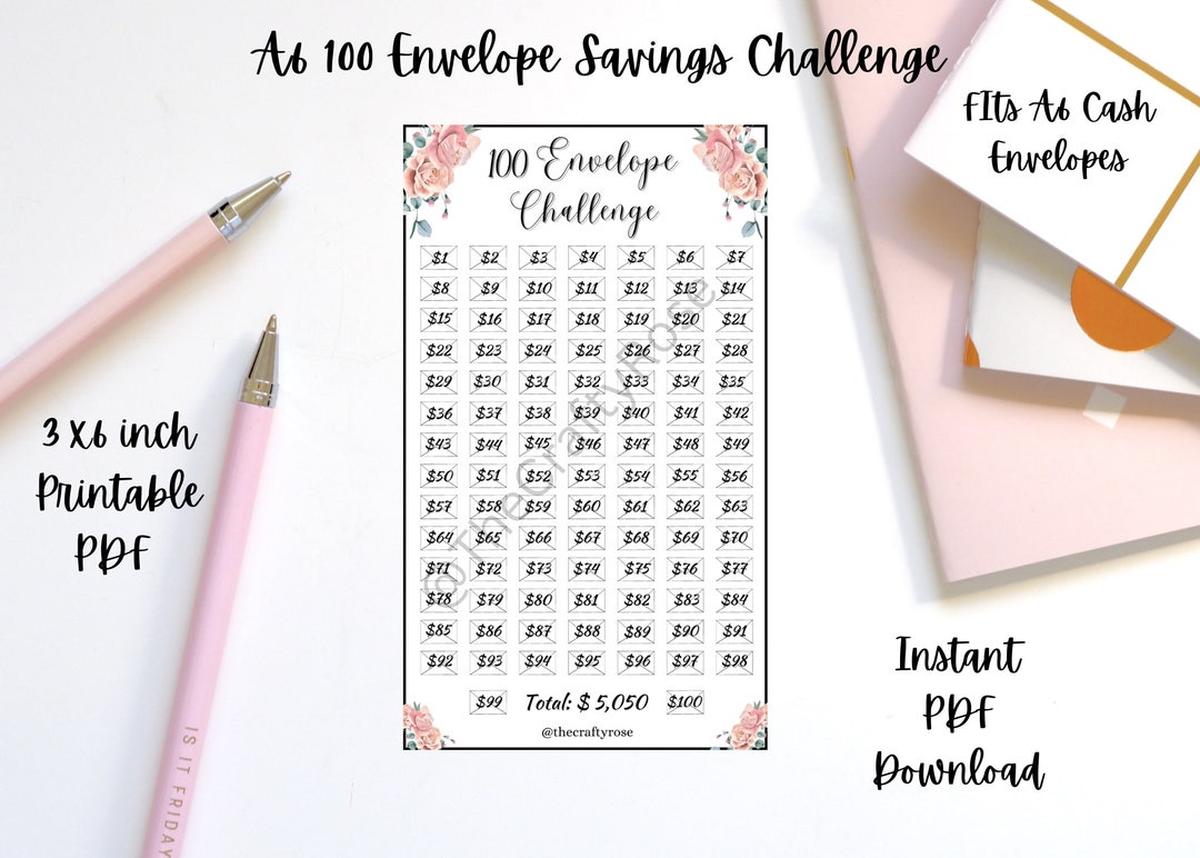 100 Envelope Challenge PDF I Printable Savings Challenge Budget Binder ...