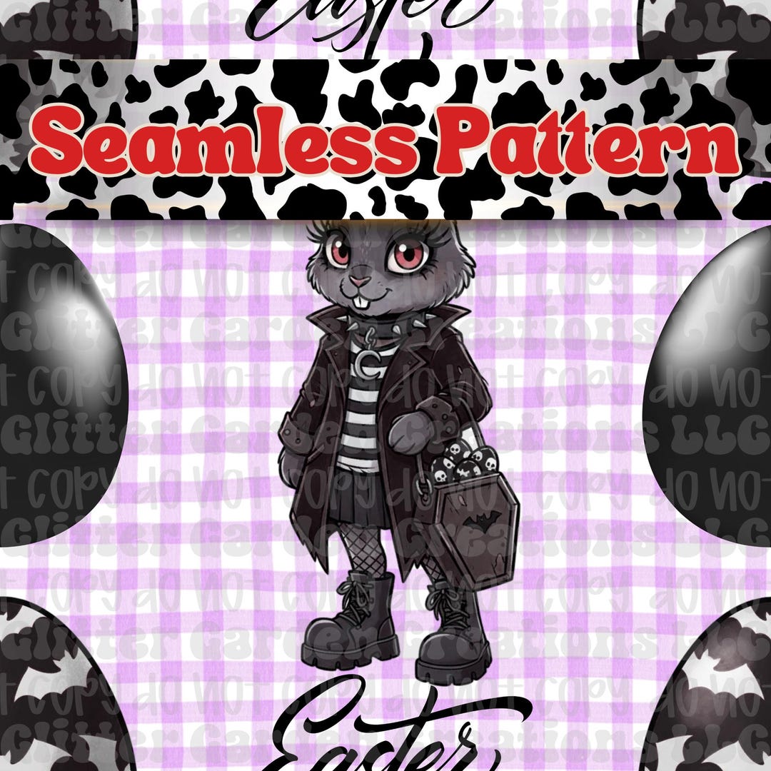 Goth Easter Purple Checker Seamless Pattern - Etsy