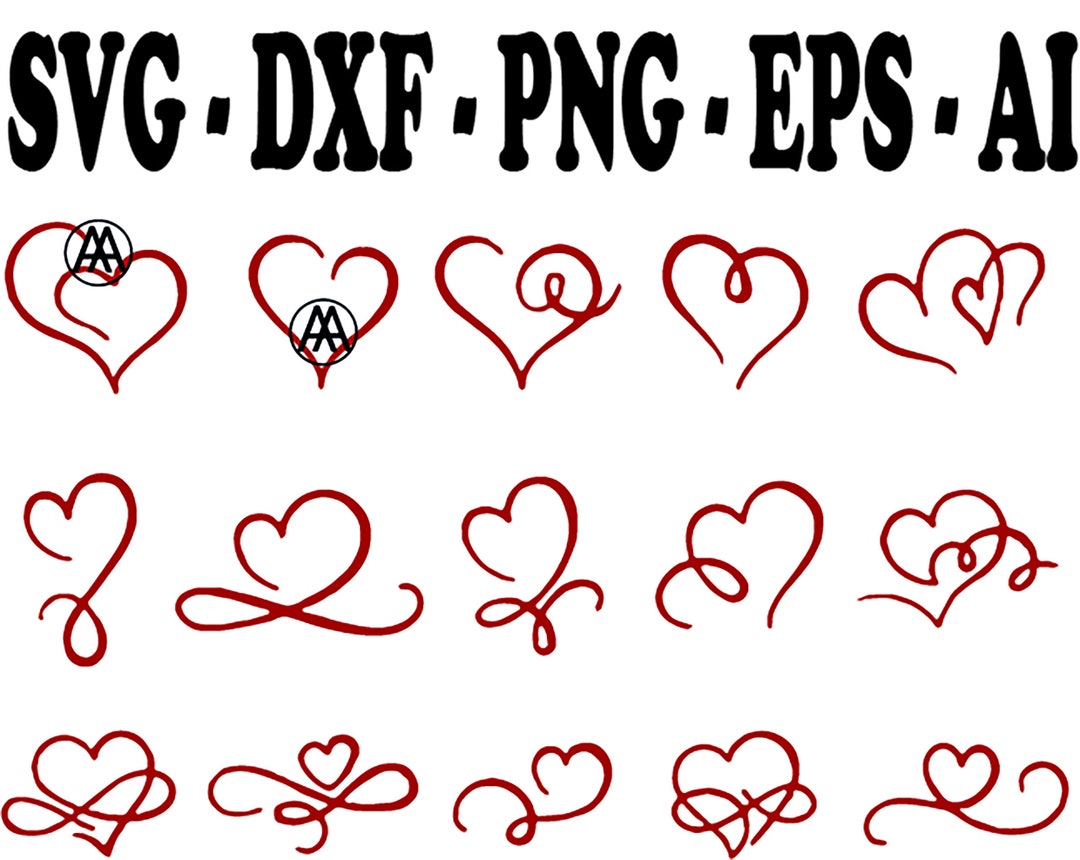 Handwritten Hearts Bundle, Digital Files - Etsy