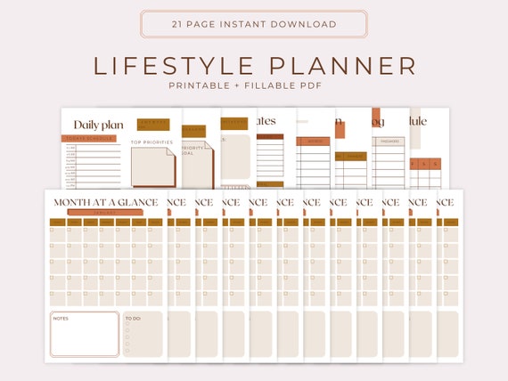 Lifestyle Printable Planner Planner Set Planner Inserts - Etsy
