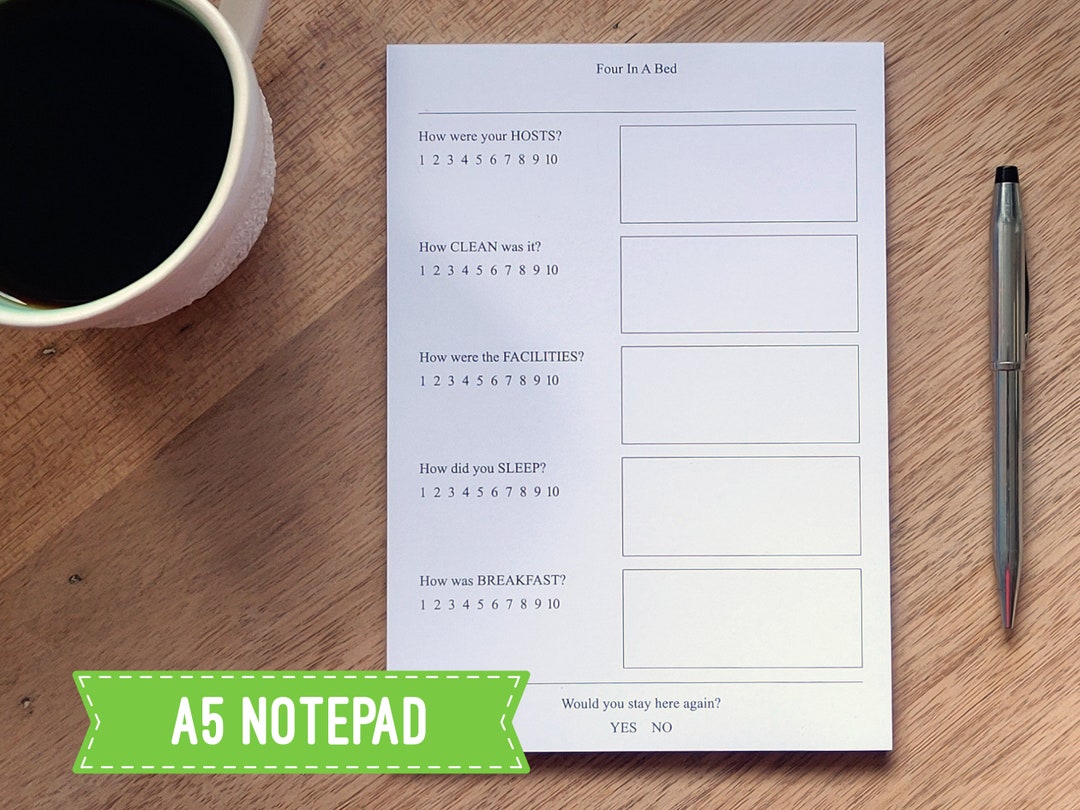 Four In A Bed Feedback Form Notepad Etsy 