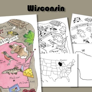 Great Lakes Coloring Page Printable, State Map Poster Print, Education ...