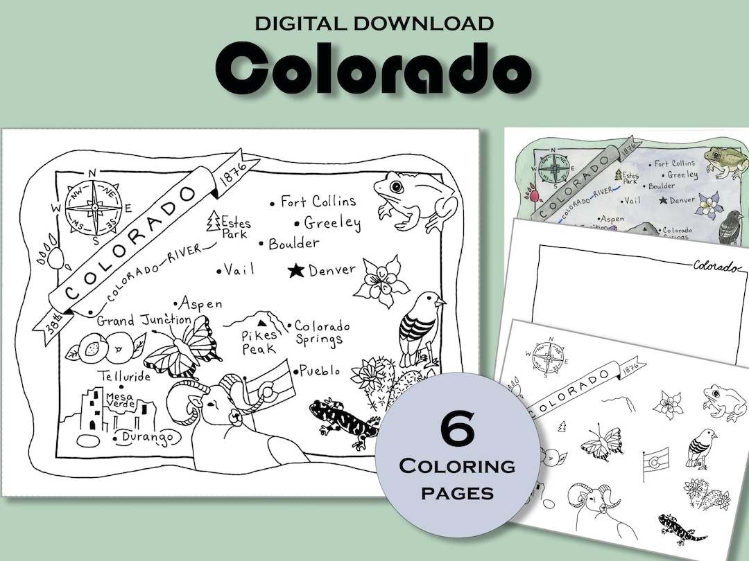 Colorado Coloring Page: State Map Activity, Symbols, and USA Geography ...