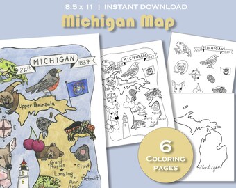 Indiana Coloring Page Printable, State Map Packet, Travel Poster Print ...