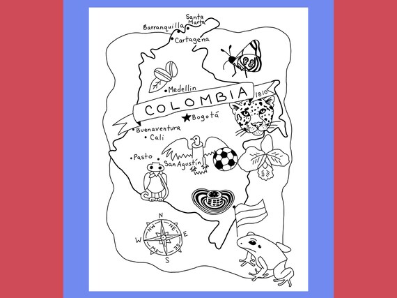 Colombia Flag Coloring Map