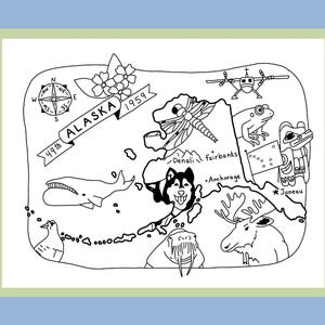 Alaska Coloring Page: State Map Activity, Symbols, and USA Geography ...