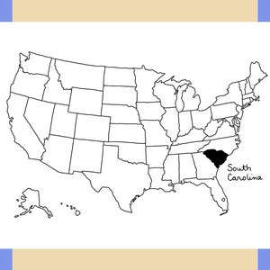 South Carolina Coloring Page: State Map Activity, Symbols, and USA ...