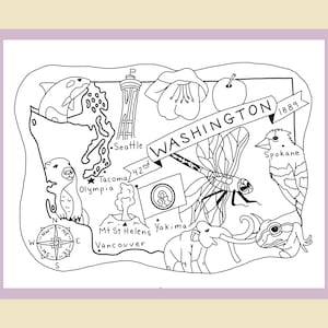 Washington Coloring Page Washington State Map Washington - Etsy
