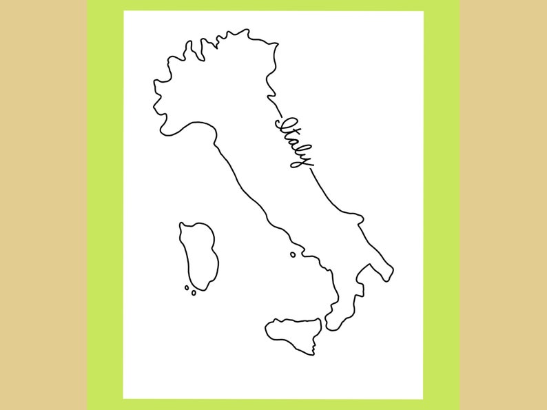 Italy Coloring Page Printable, Country Map Packet, Travel Poster Print ...