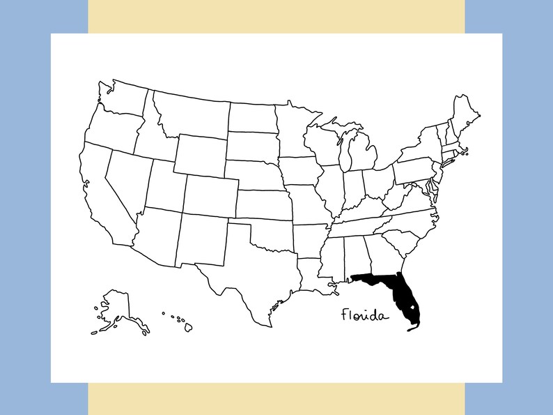 Florida Coloring Page: State Map Activity, Symbols, and USA Geography ...