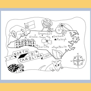 North Carolina Coloring Page Printable, State Map Worksheet, Travel ...