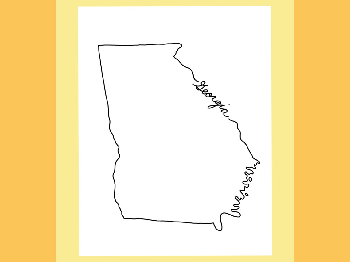 Georgia Coloring Page Printable, State Map Packet, Travel Poster Print ...