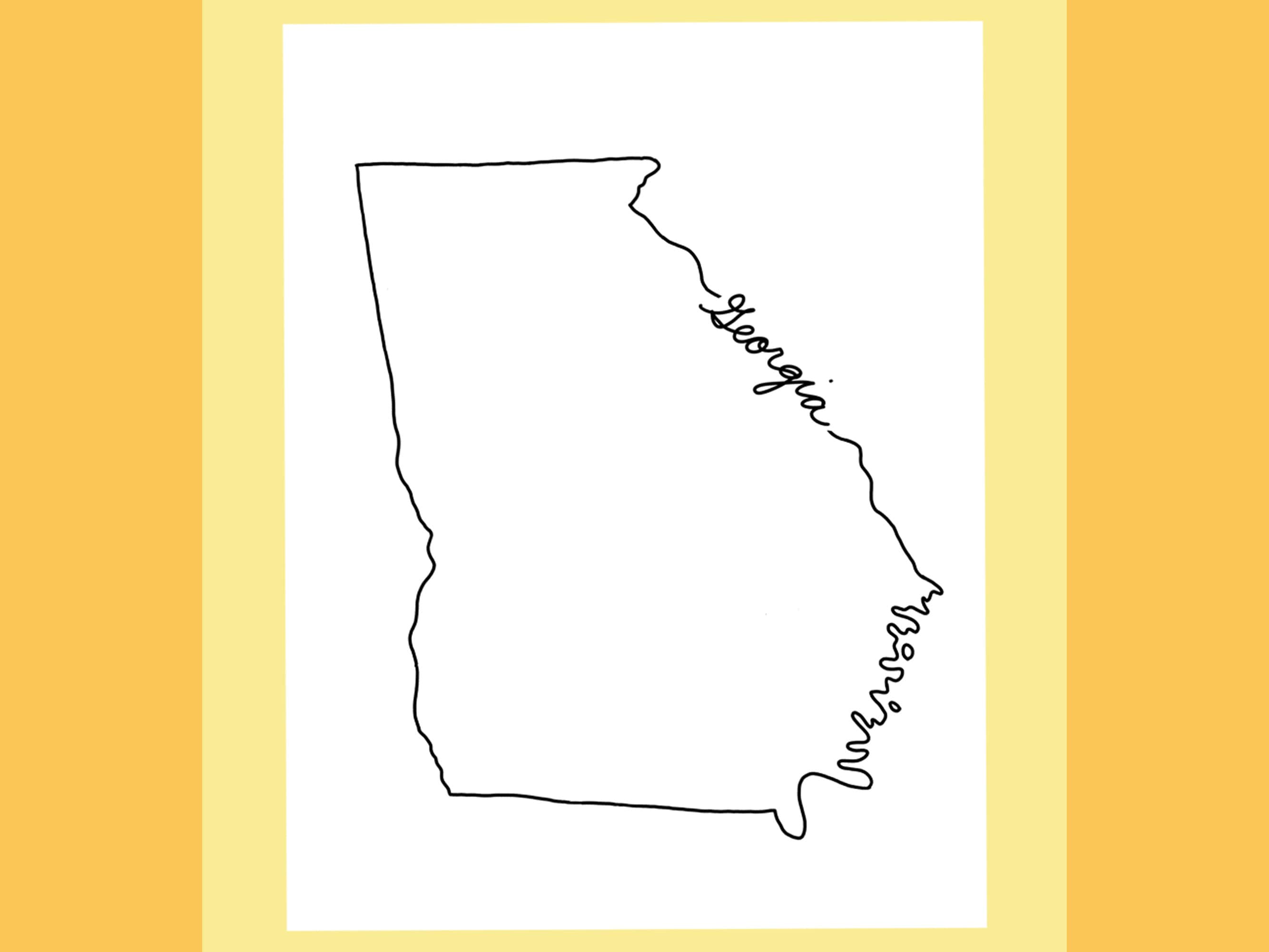 Georgia Coloring Page Printable, State Map Packet, Travel Poster Print ...