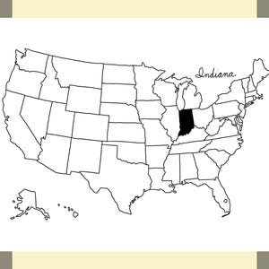 Indiana Coloring Page Printable, State Map Worksheet, Travel Poster ...