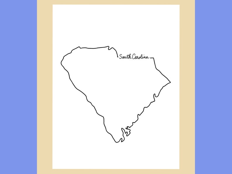 South Carolina Coloring Page Printable, State Map Packet, Travel Poster ...