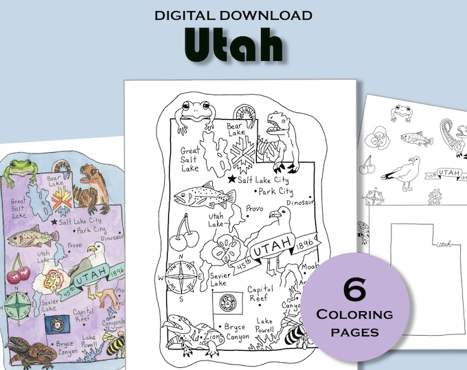 Utah Coloring Page, Utah Map Coloring Page, Utah Printable Coloring ...