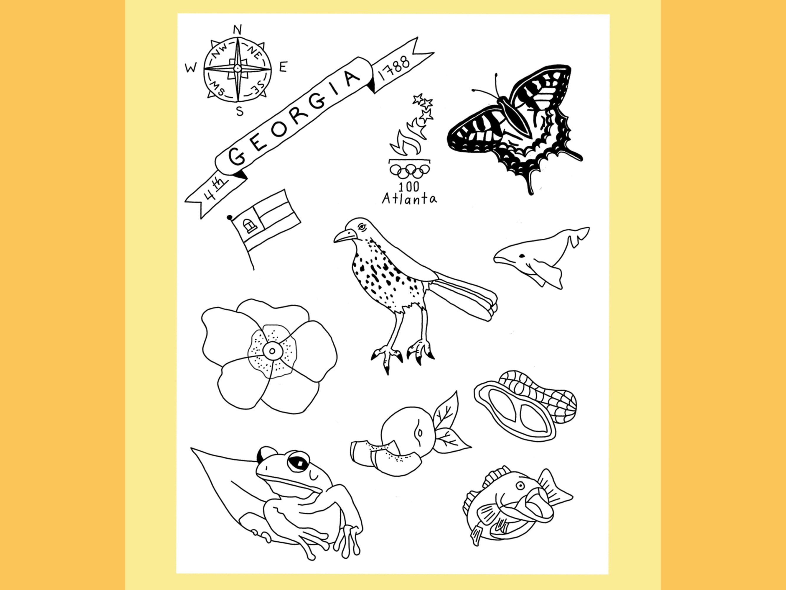 Georgia Symbols Coloring Pages [2025]