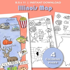 Great Lakes Coloring Page Printable, State Map Poster Print, Education ...