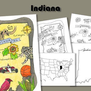 Great Lakes Coloring Page Printable, State Map Poster Print, Education ...