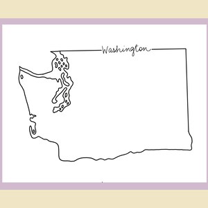 Washington Coloring Page Washington State Map Washington - Etsy